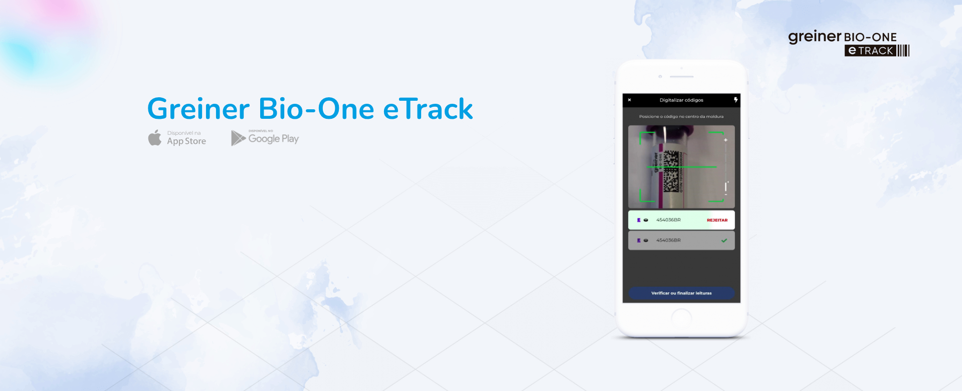 Principais recursos do App Greiner Bio-One eTrack